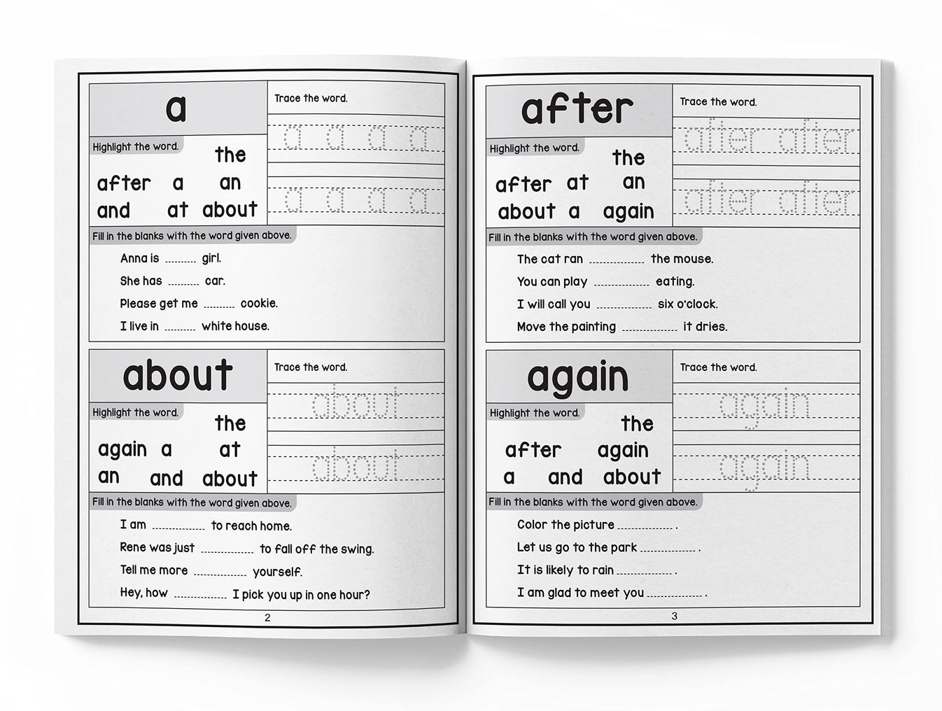 201 Sight Words and Sentences - Reading / Writing Skills -Age 4 and ab ...